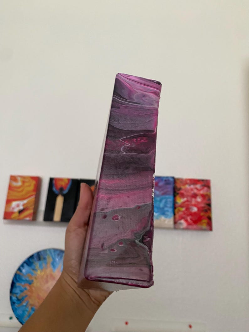 Pink and Black Acrylic Pour Painting “hot Pink Mess” Square Size Canvas ...