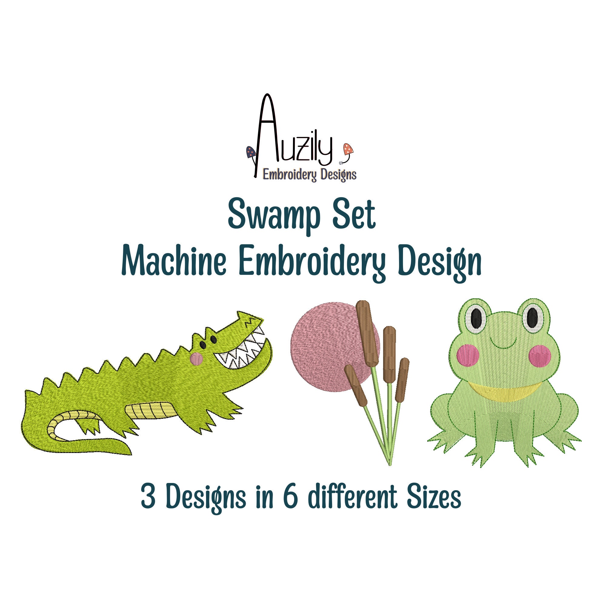 Cute Swamp Set Machine Embroidery Design File Frog - Etsy
