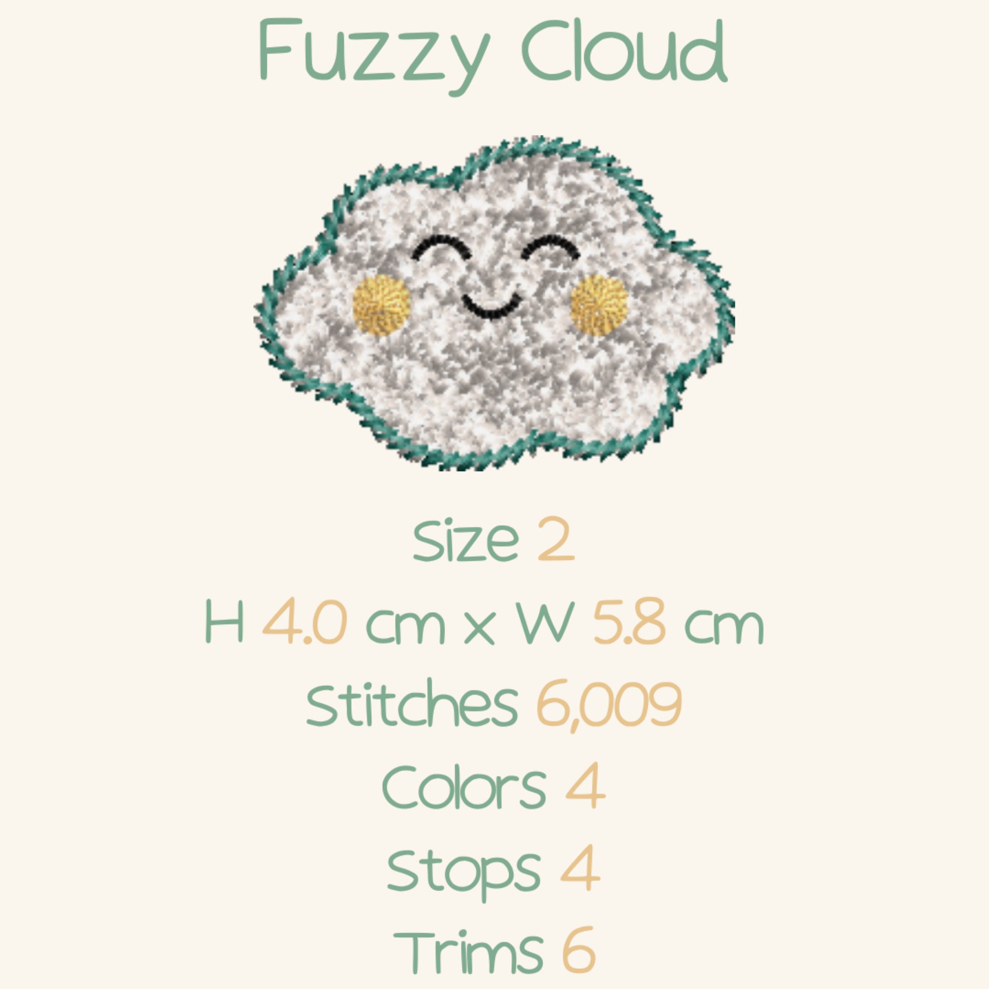 Fuzzy Cloud X9 Sizes Machine Embroidery Design File Kawaii - Etsy