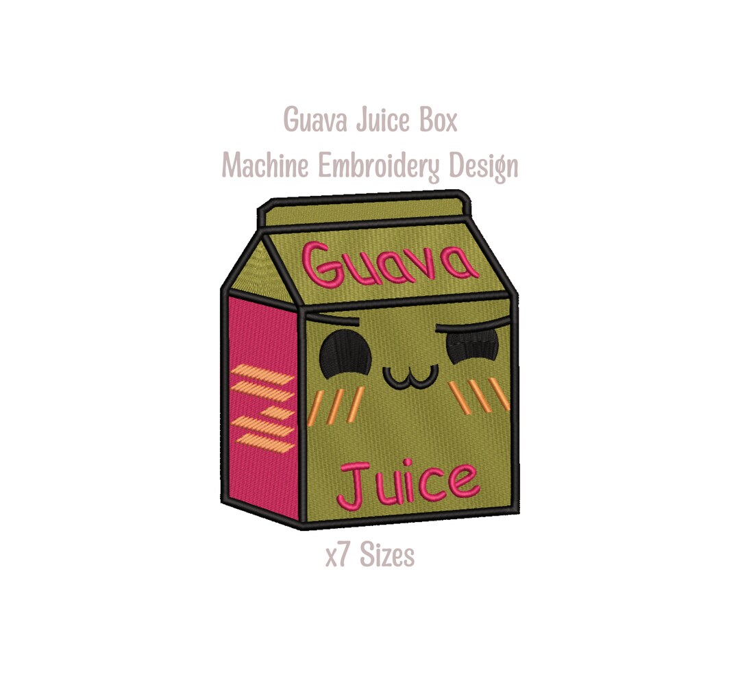 Guava Juice Box, X7, Machine Embroidery Design File, Kawaii, Instant ...