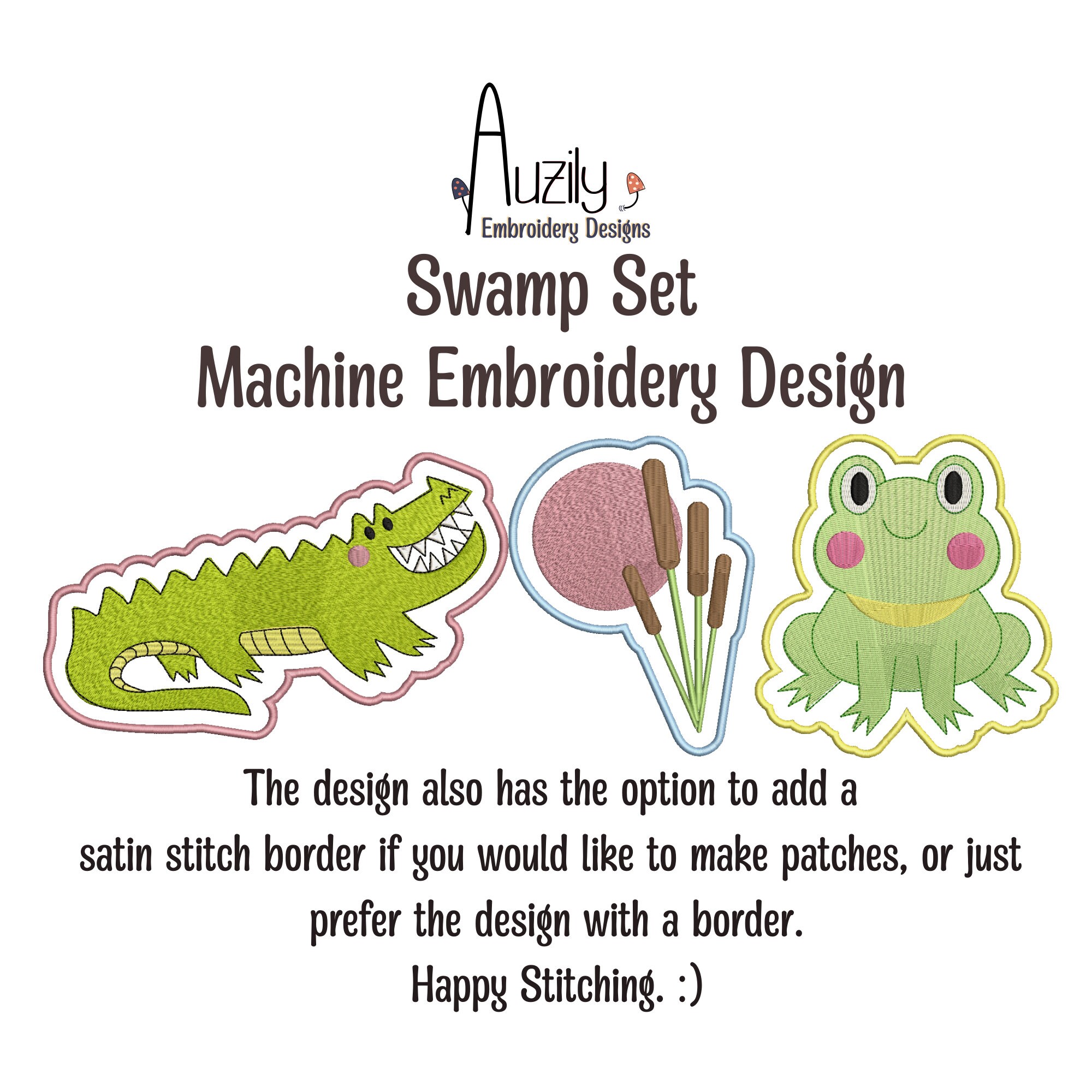 Cute Swamp Set Machine Embroidery Design File Frog - Etsy