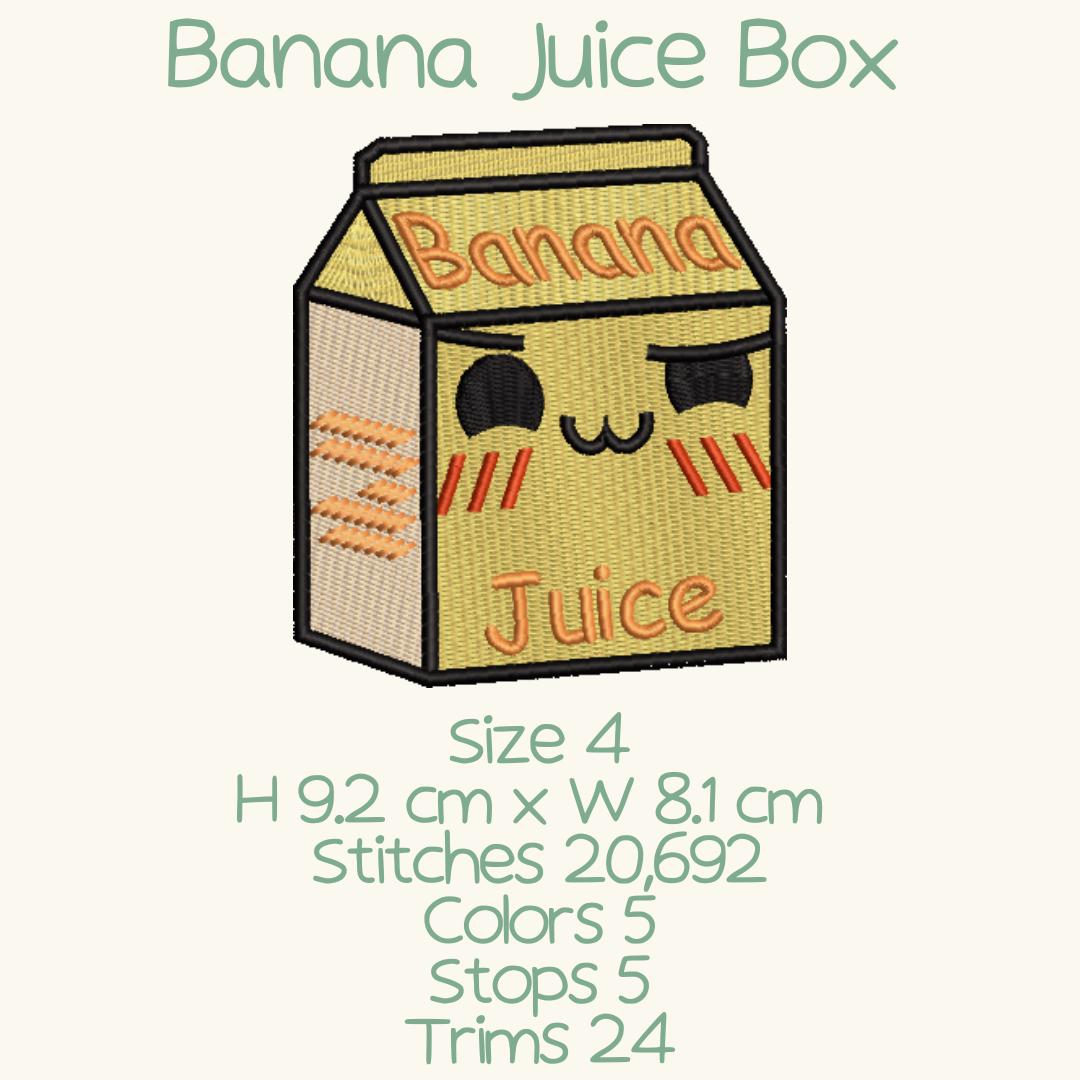 Banana Juice Box, X7 Sizes, Machine Embroidery Design File, Kawaii ...