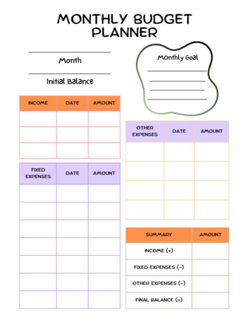Printable, PDF, Budget, US Letter, Instant Download, Personal Budget ...