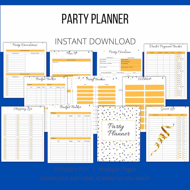 Printable Party Planner Event Planner Birthday Planner - Etsy
