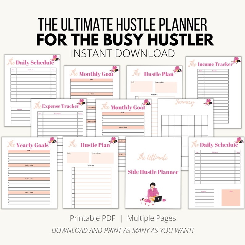 Side Hustle Planner, Business Planner, Business Journal, PDF, Daily Planner. Printable Planner ...