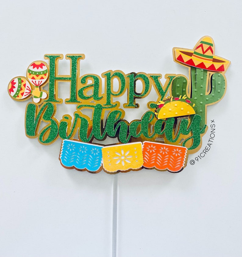 Fiesta Cake Topper - Picado Cake Topper - Etsy