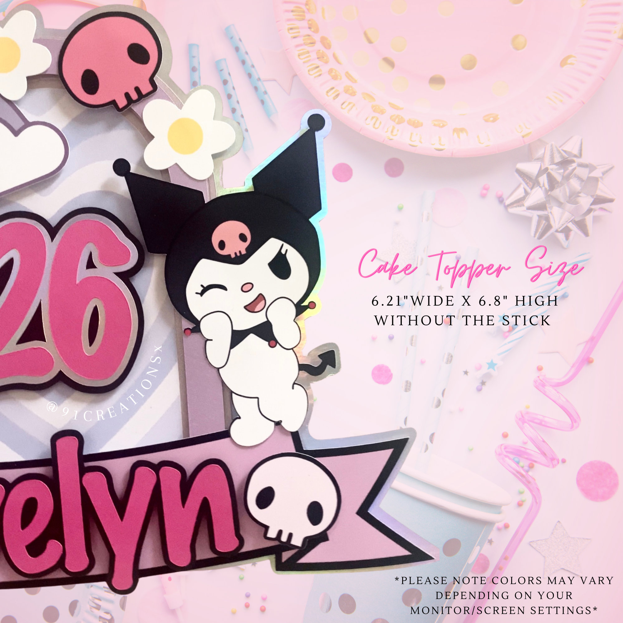 Kuromi Cake Topper Kawaii Birthday Kuromi Birthday Decoration Kuromi ...