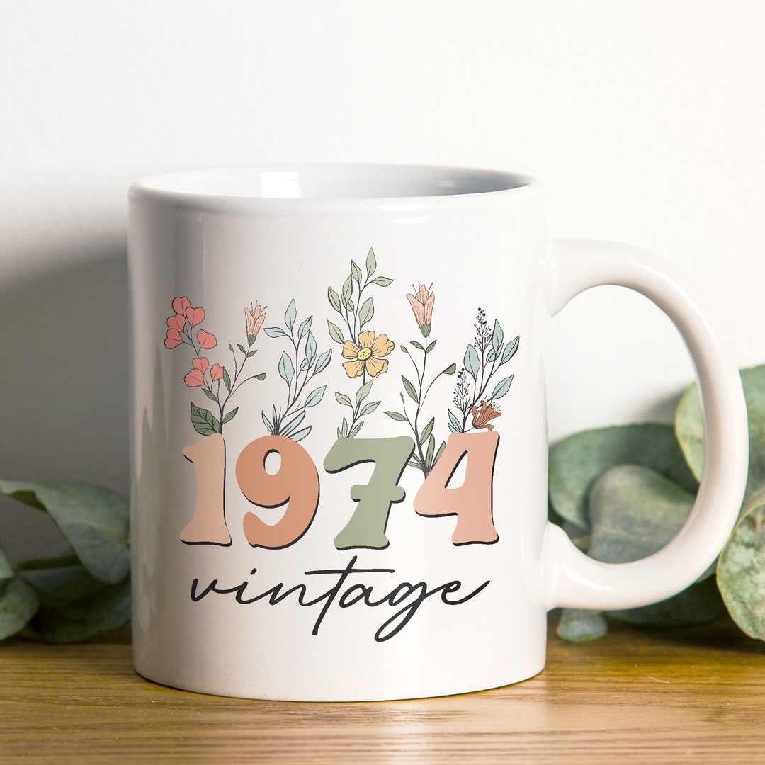 50th Birthday Mug, Vintage 1974 Mug, 50th Birthday Gift for Women, 50th ...