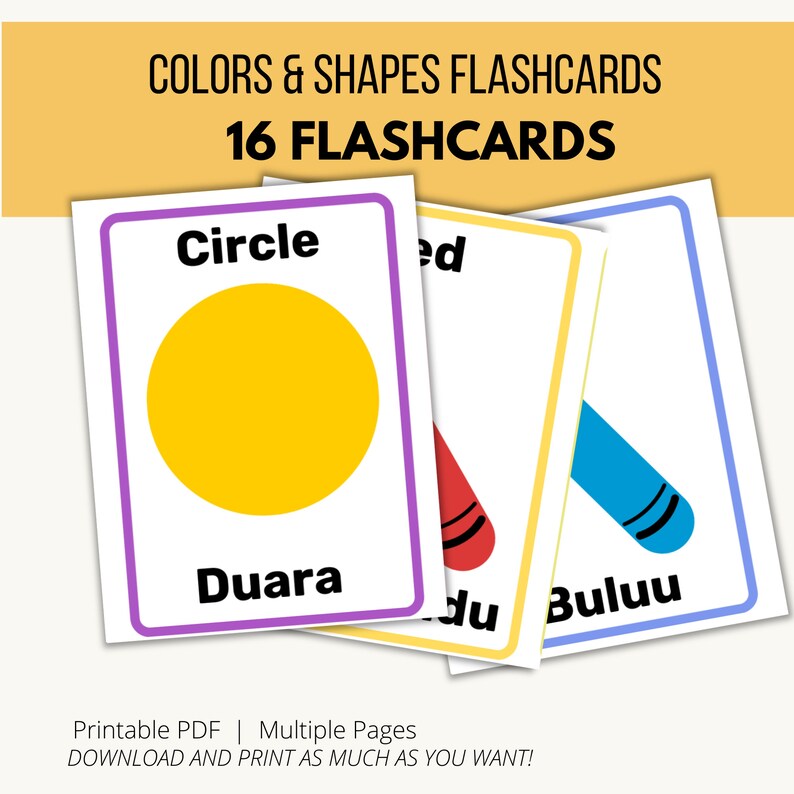 Colors and Shapes Flashcards, English/swahili, Homeschooling, Bilingual ...
