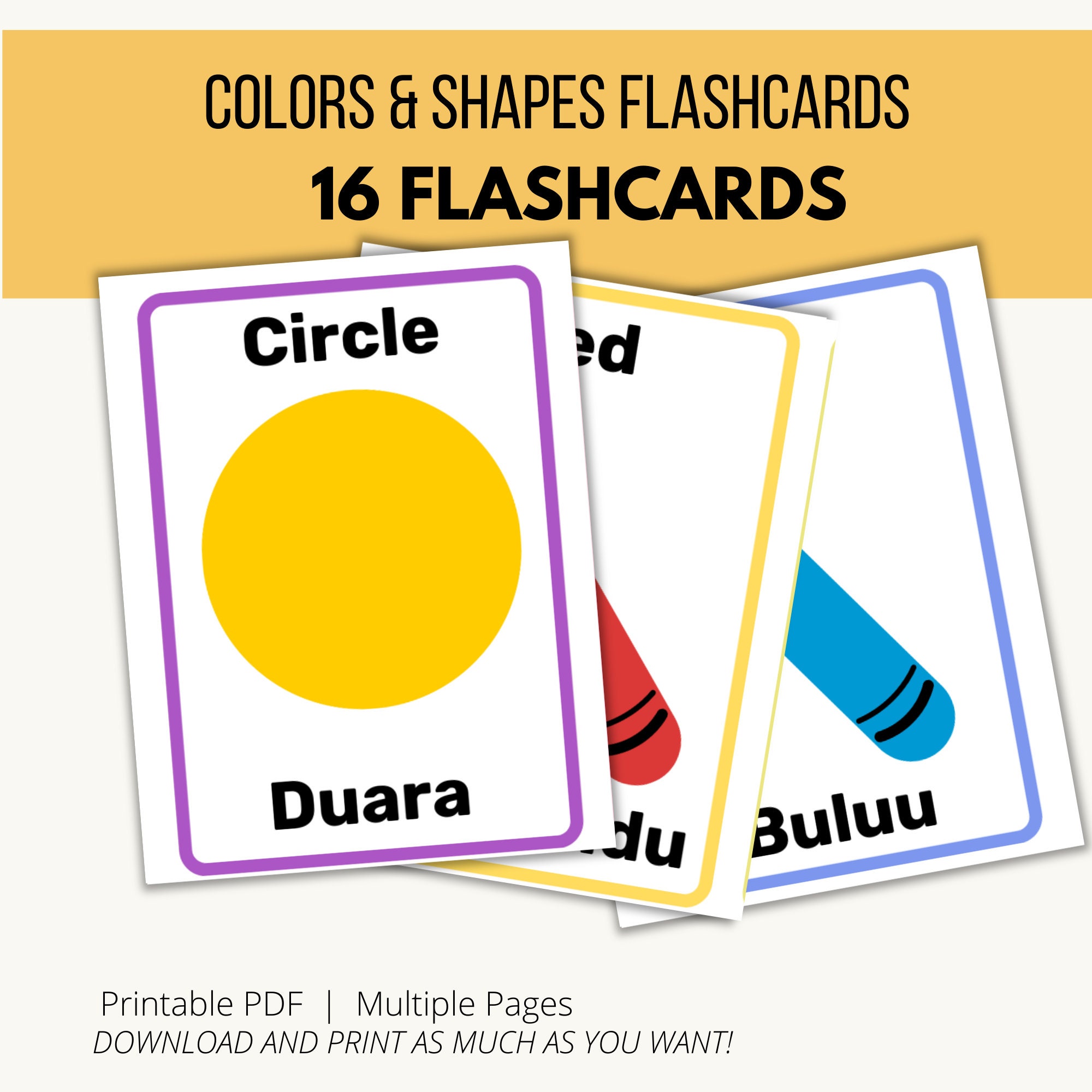 Colors and Shapes Flashcards, English/swahili, Homeschooling, Bilingual ...