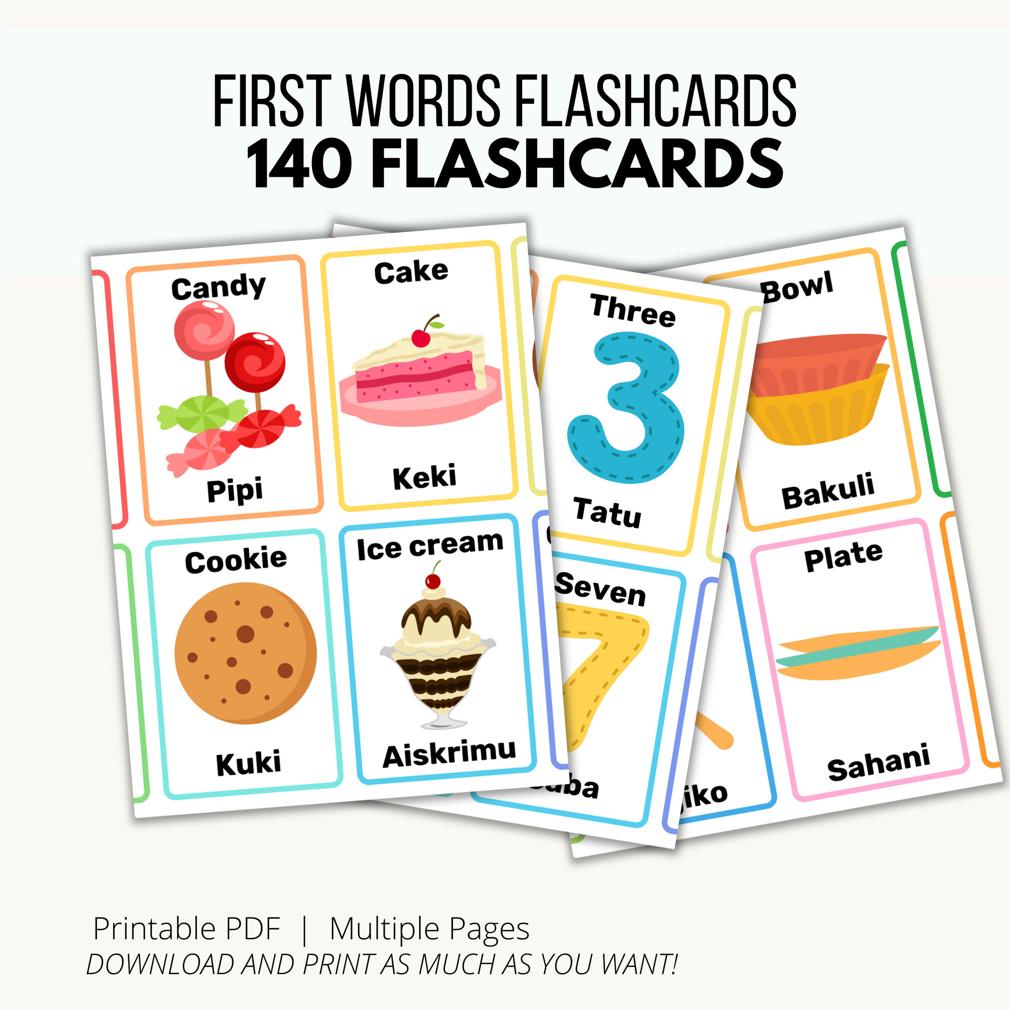 First Words Flashcards Bundle English & Swahili Bilingual - Etsy