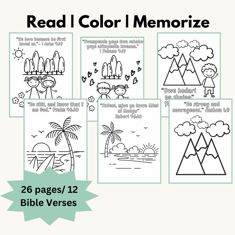 Memory Verse Coloring Book for Toddlers, Practice Book, Bible Verses ...