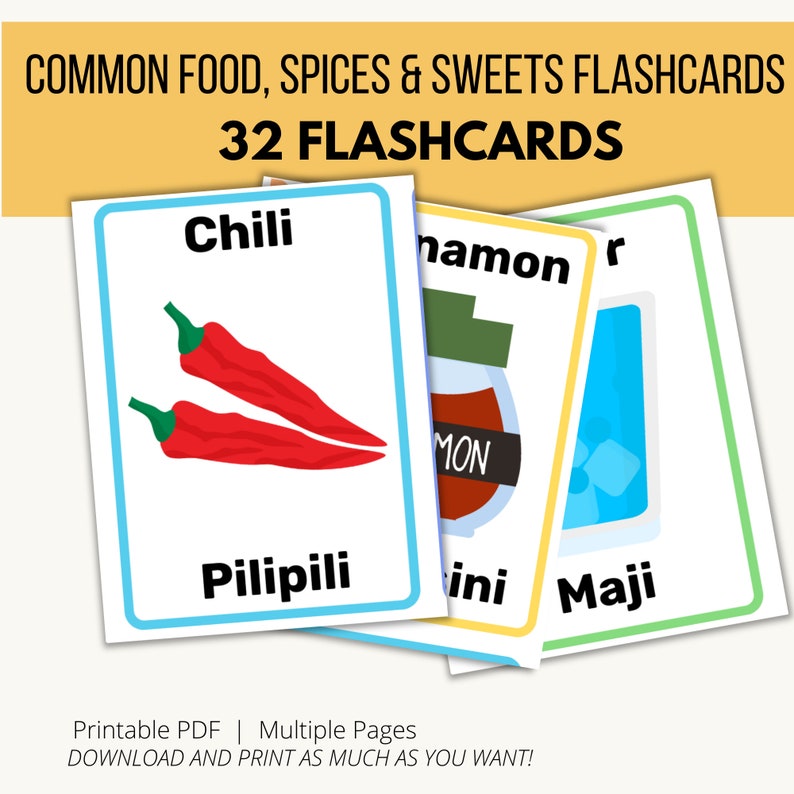 Common Food Items Flashcards| English/swahili | Pre-school | Homeschool ...