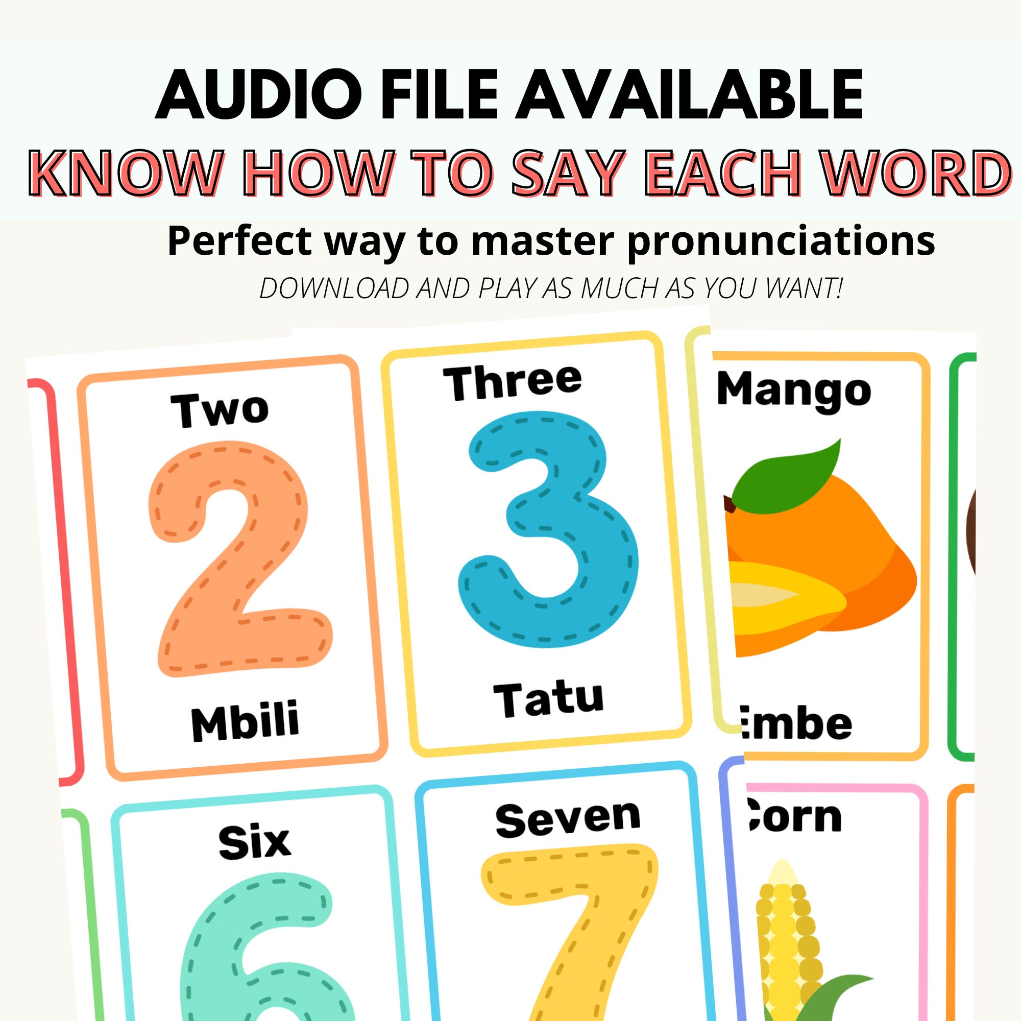 First Words Flashcards Bundle English & Swahili Bilingual - Etsy