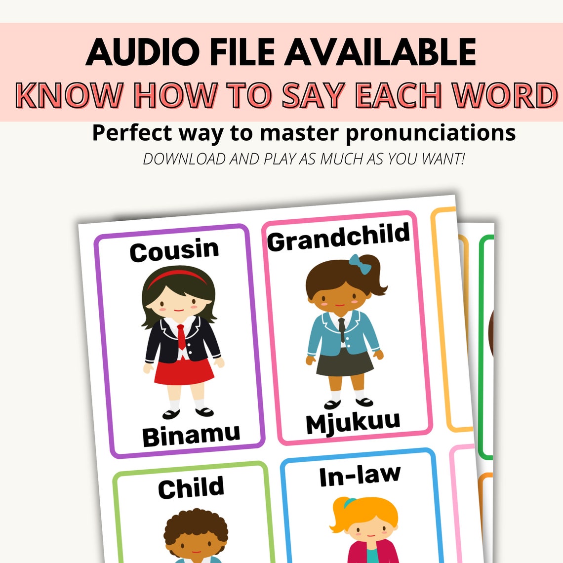 Family Flashcards, English/swahili, Bilingual, Kenya, Tanzania ...