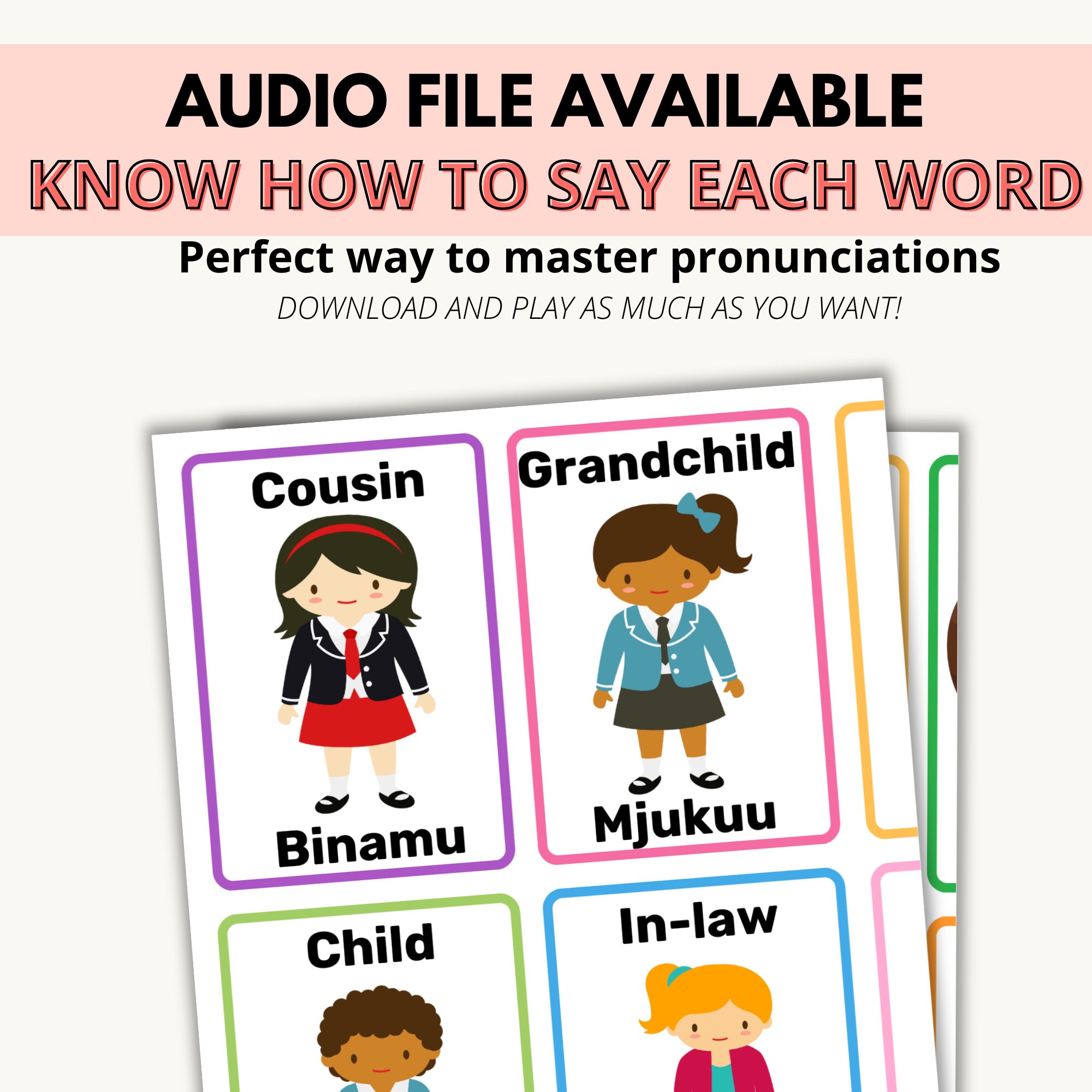 Family Flashcards, English/swahili, Bilingual, Kenya, Tanzania ...