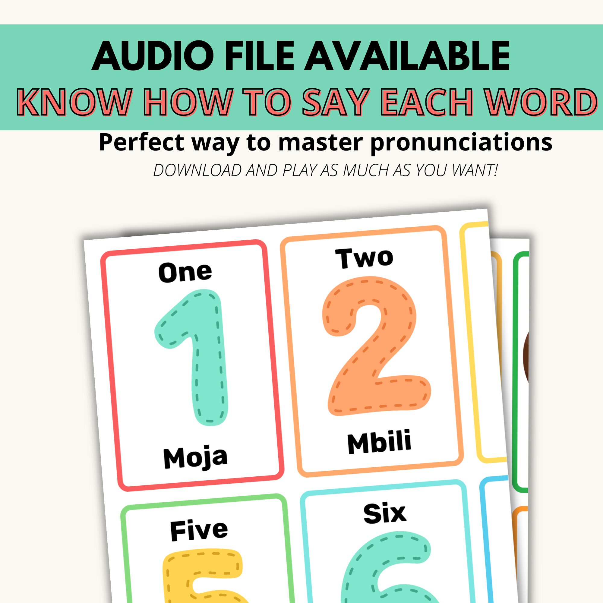 Numbers Flashcards (1-20), English/swahili, Homeschooling, Kenya ...