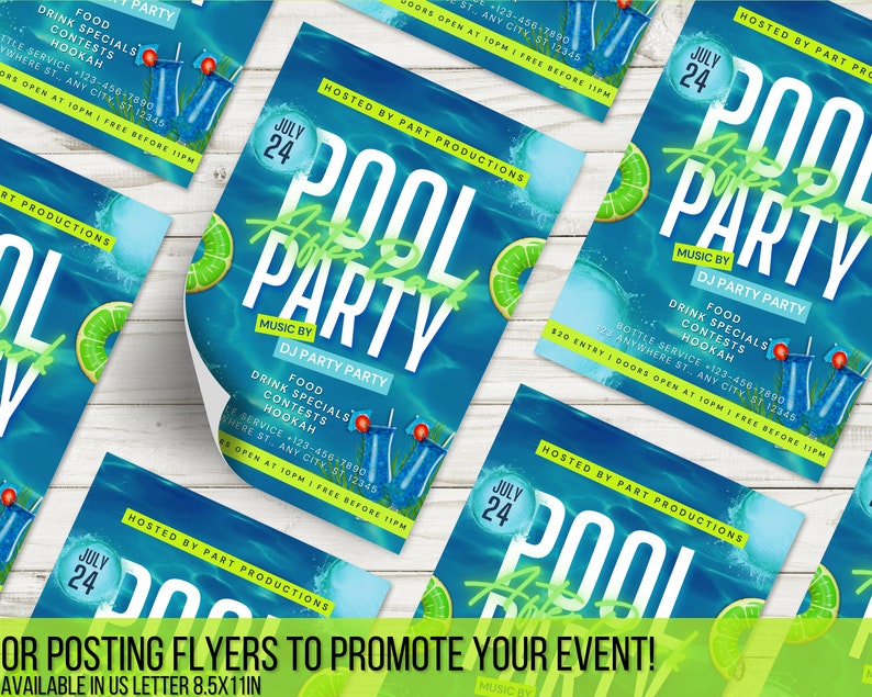 Canva Template Animated Invitation Pool Party Flyer Template | Pool ...