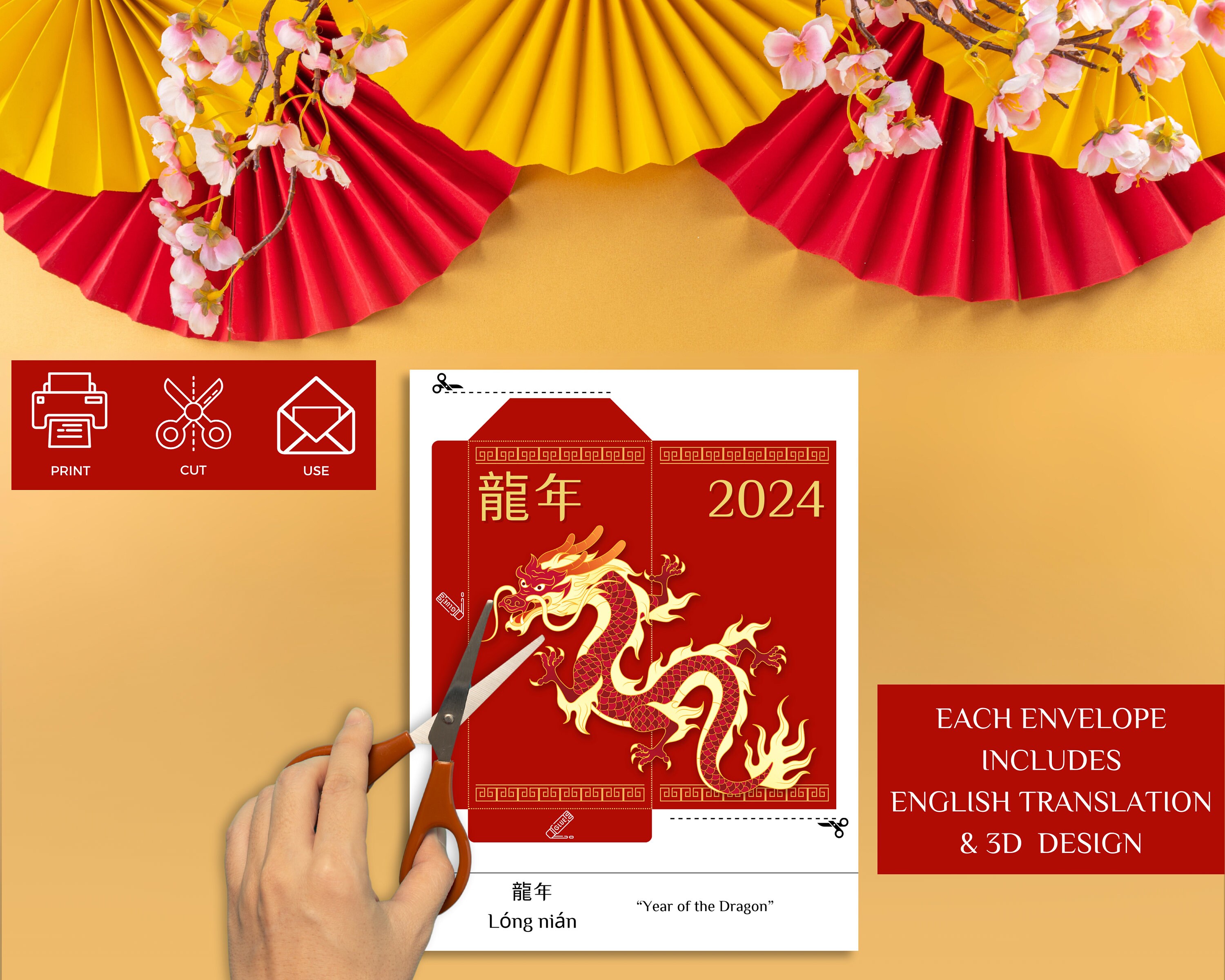 Year of the Dragon Red Envelope Set Chinese New Year 2024 Money ...