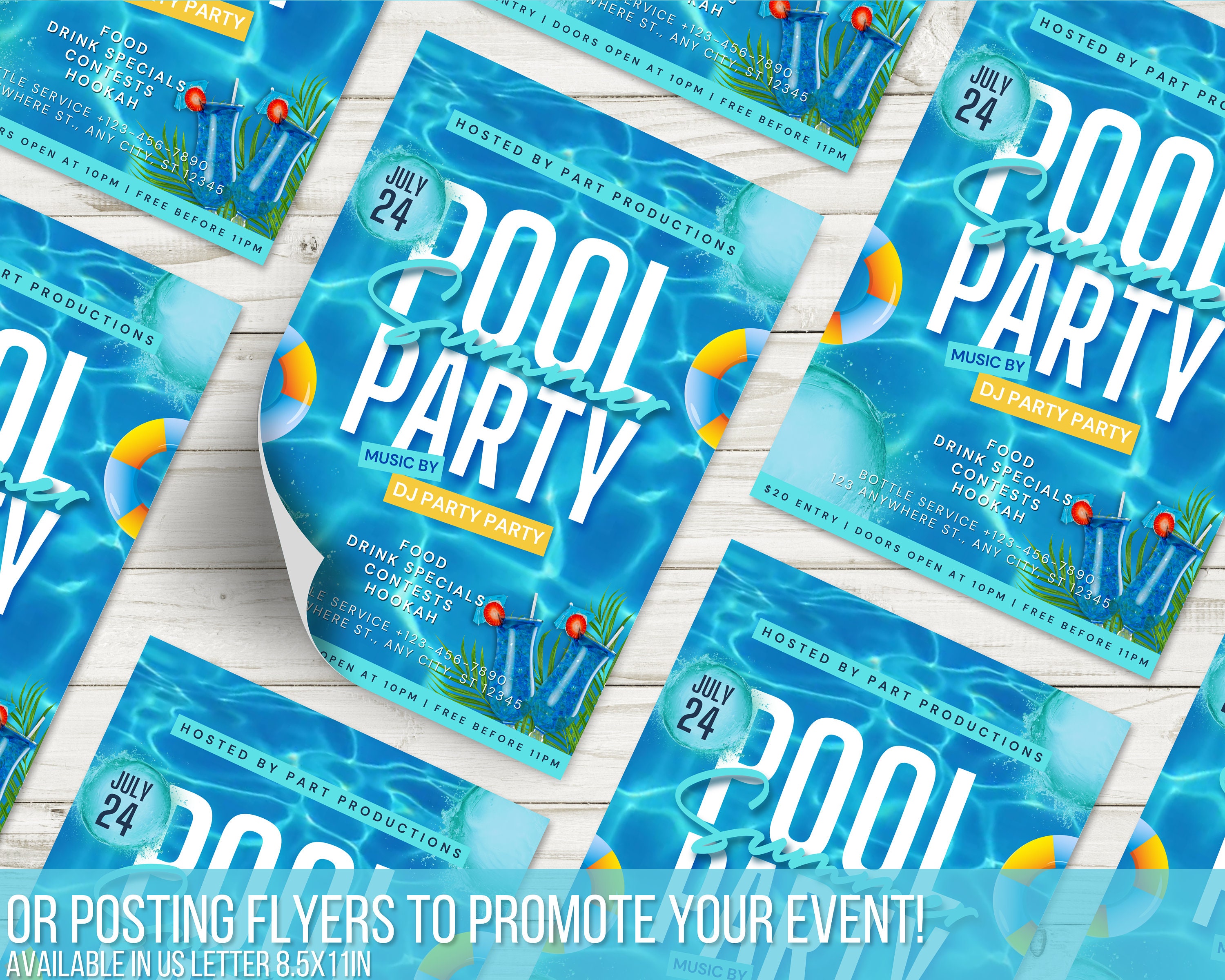 Canva Template Animated Invitation Pool Party Flyer Template | Pool ...