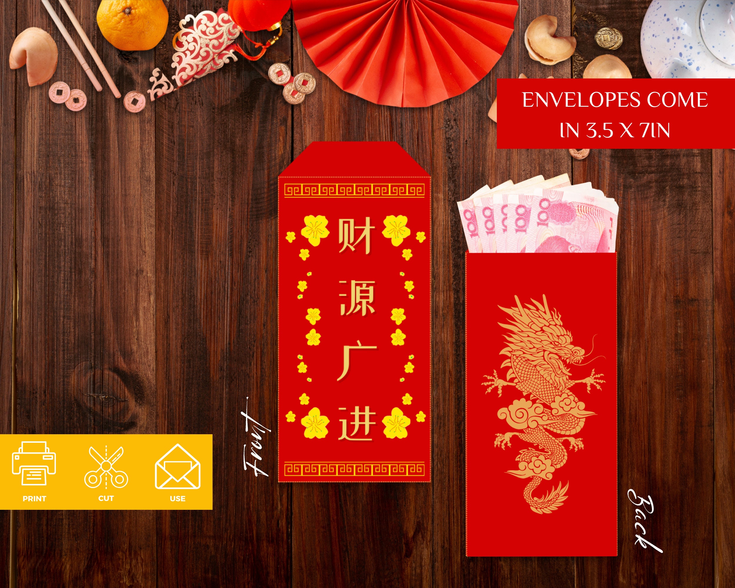 Year of the Dragon Red Envelope Set Lunar New Year 2024 Money Envelopes ...