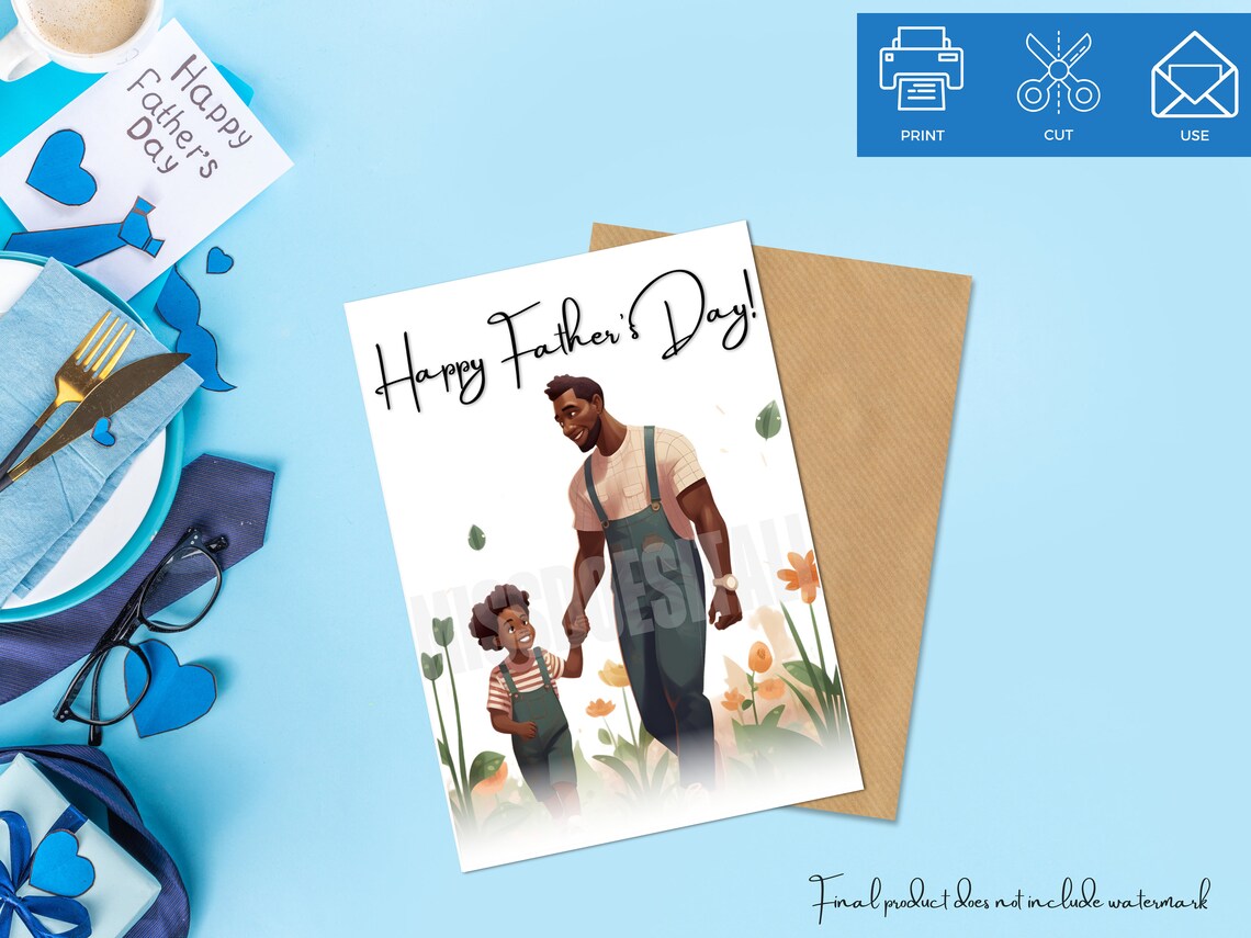 African American Fathers Day Card Bundle Black Dad Cards Printable