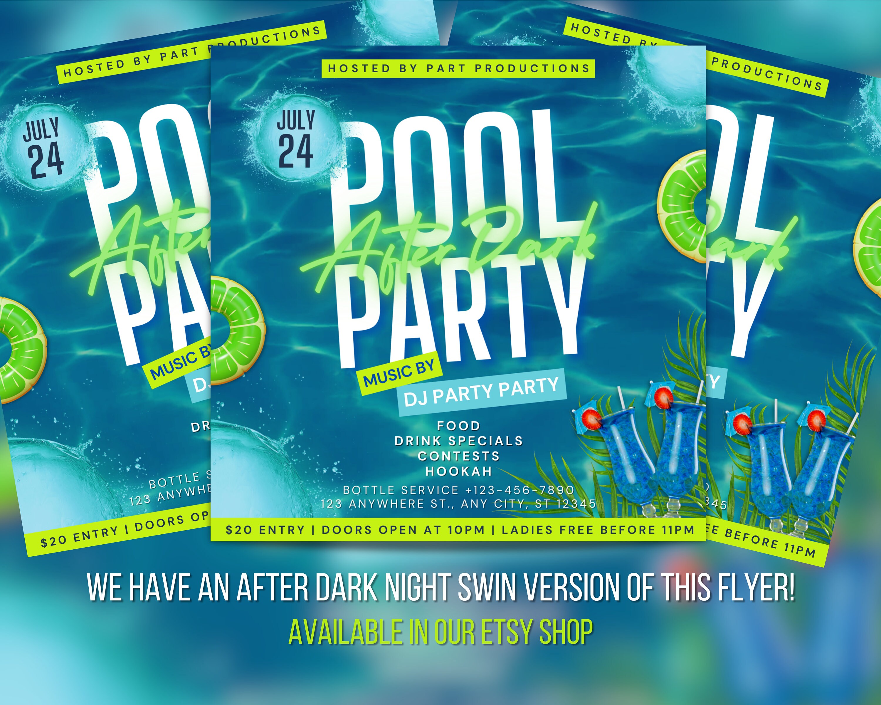 Canva Template Animated Invitation Pool Party Flyer Template | Pool ...