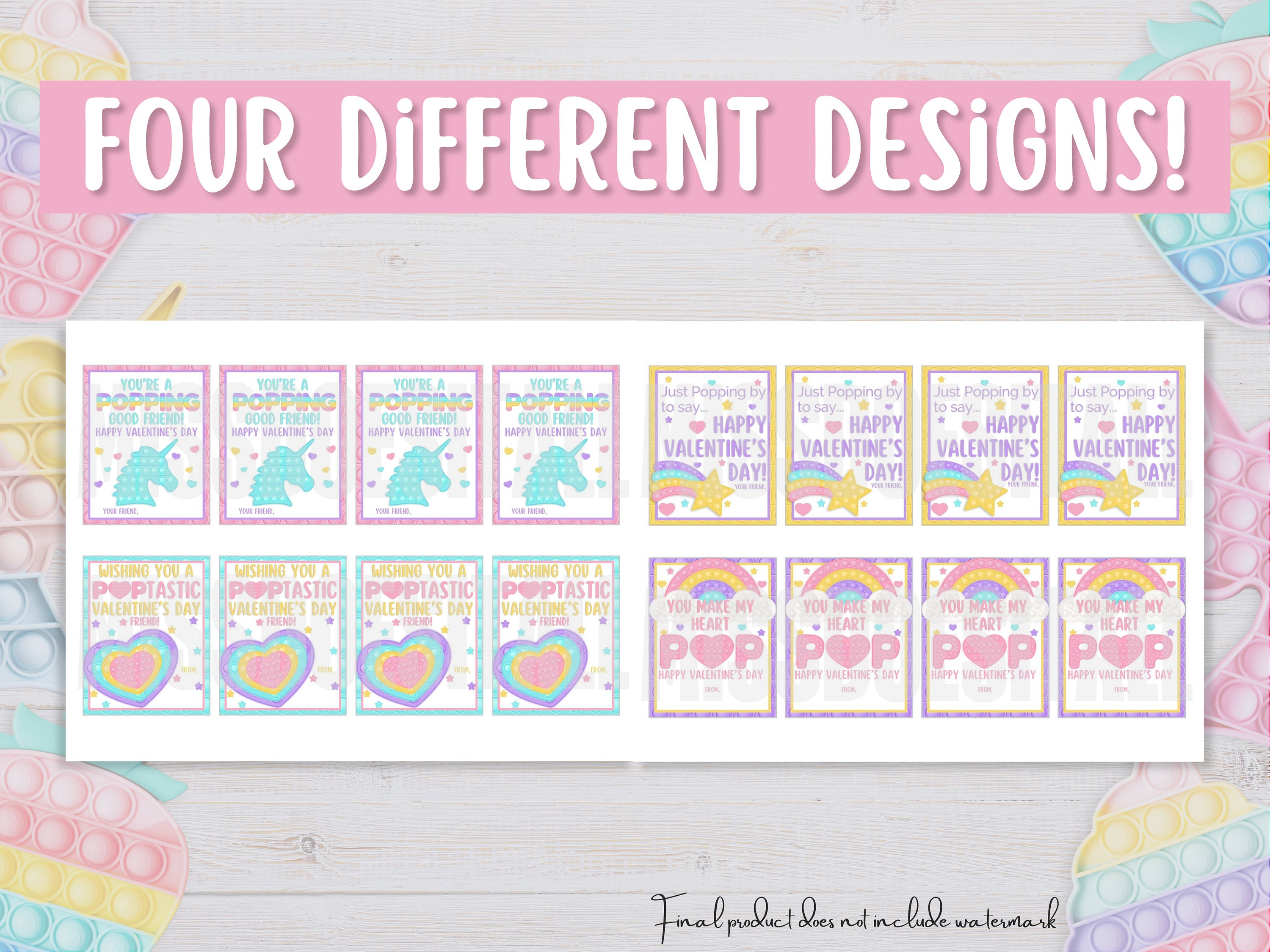 Editable Pop It Valentines Gift Tags | Non-candy Classroom Valentines ...