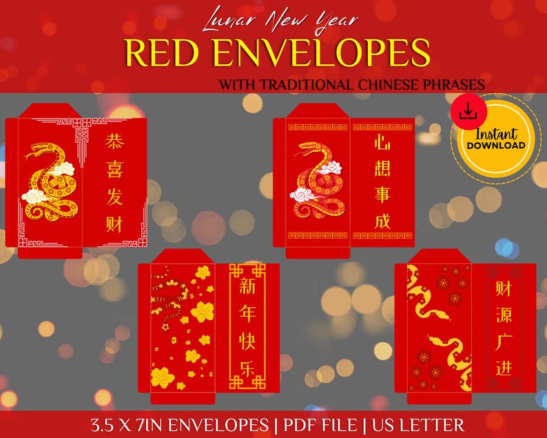 Year of the Snake Red Envelope Set | Lunar New Year 2025 Money ...