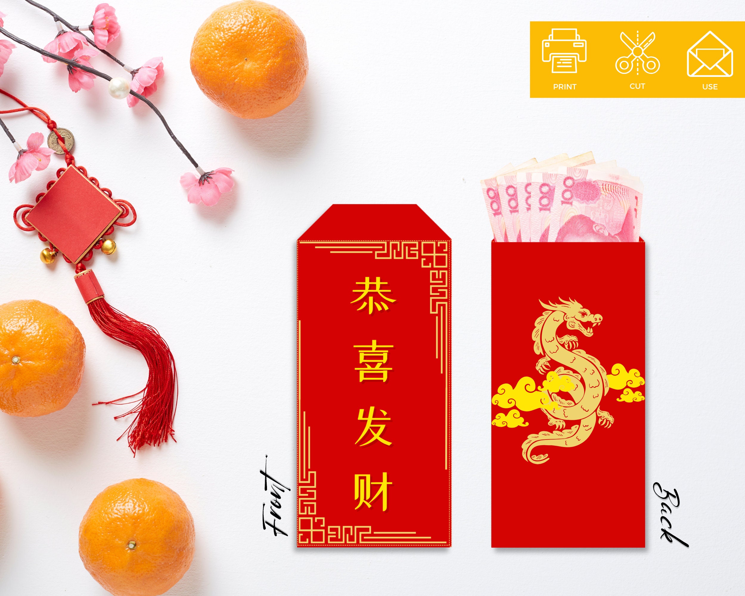 Year of the Dragon Red Envelope Set Lunar New Year 2024 Money Envelopes ...