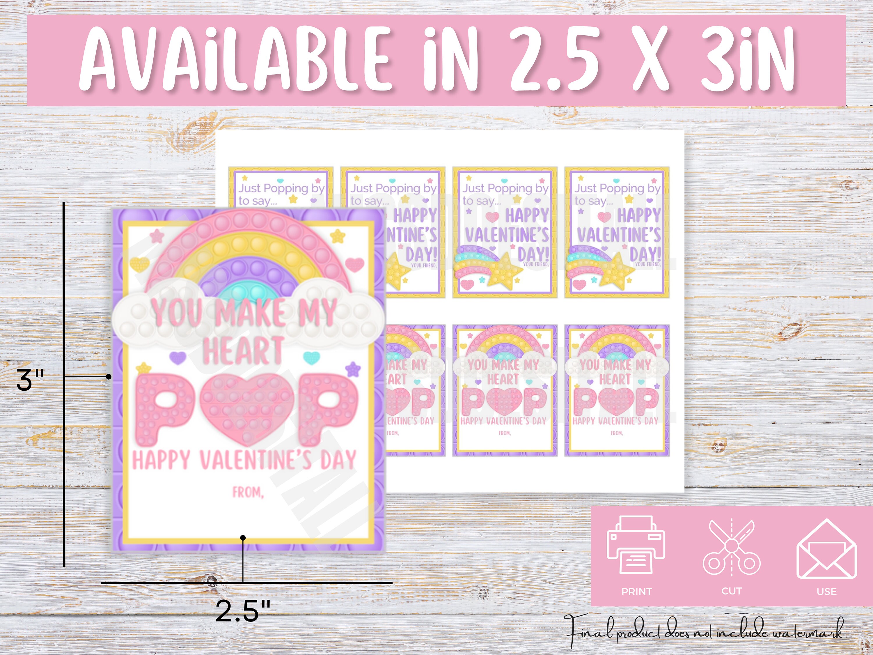 Editable Pop It Valentines Gift Tags | Non-candy Classroom Valentines ...