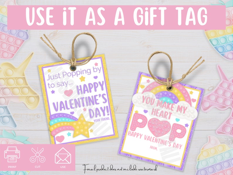 Editable Pop It Valentines Gift Tags | Non-candy Classroom Valentines ...