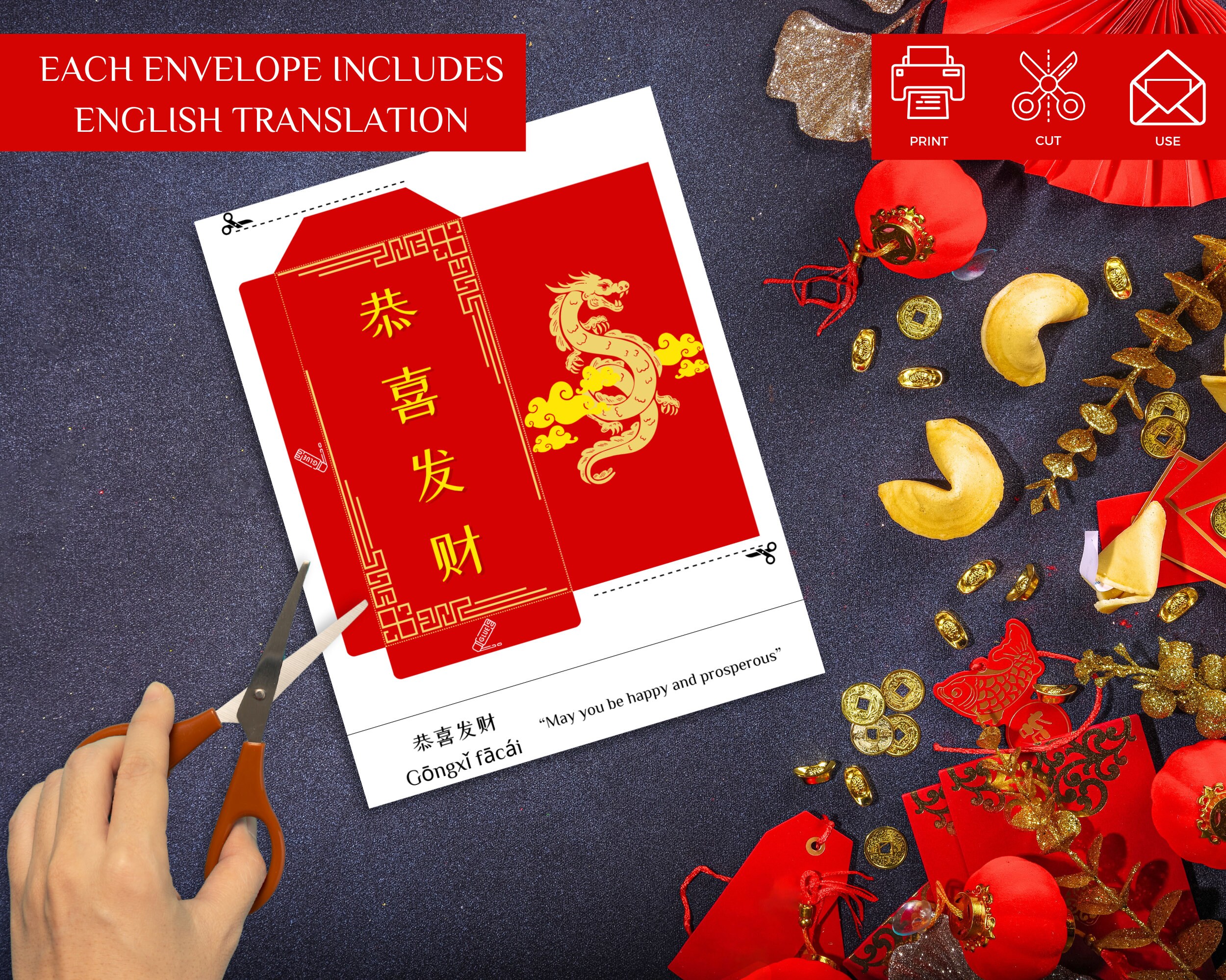 Year of the Dragon Red Envelope Set Lunar New Year 2024 Money Envelopes ...