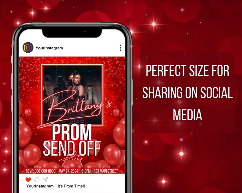 Canva Template Red Prom Invitation Flyer | Red Prom Dress | Prom ...