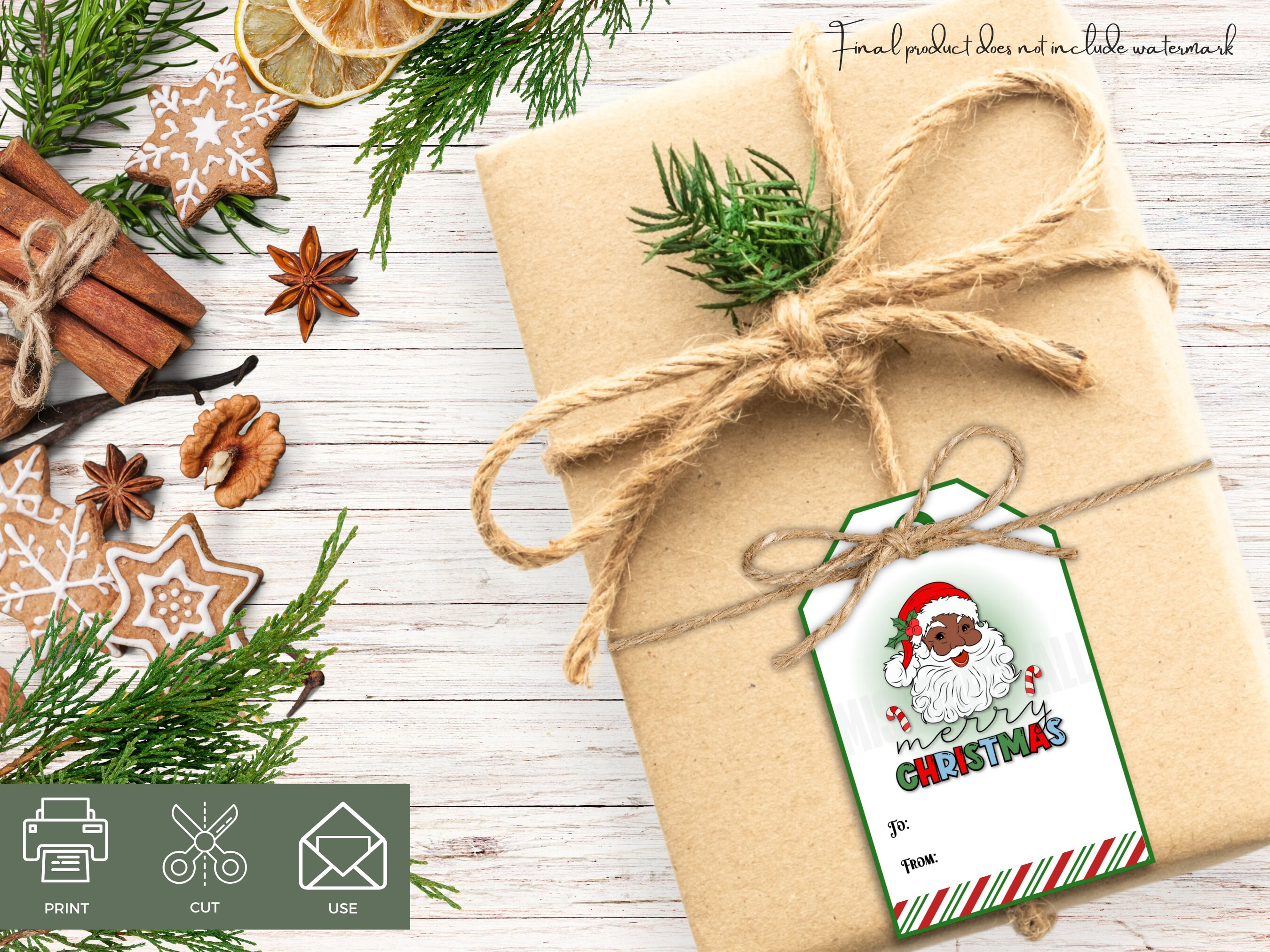 African American Christmas Gift Tags | Black Santa Gift Tags Bundle ...