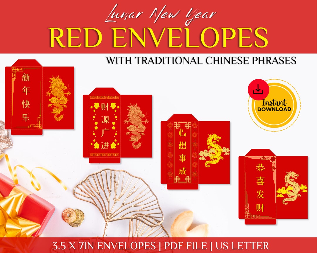 Year of the Dragon Red Envelope Set Lunar New Year 2024 Money Envelopes ...