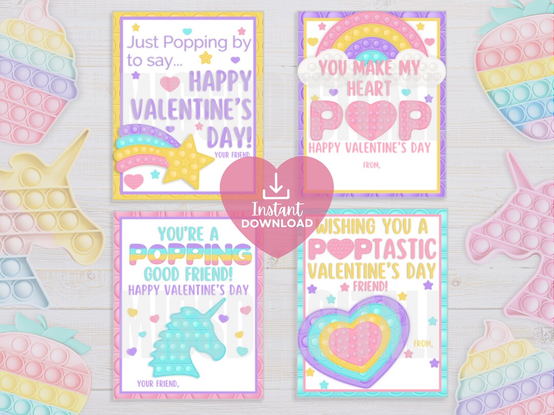 Pop It Valentines Gift Tags for Kids Non-candy Classroom Valentines ...