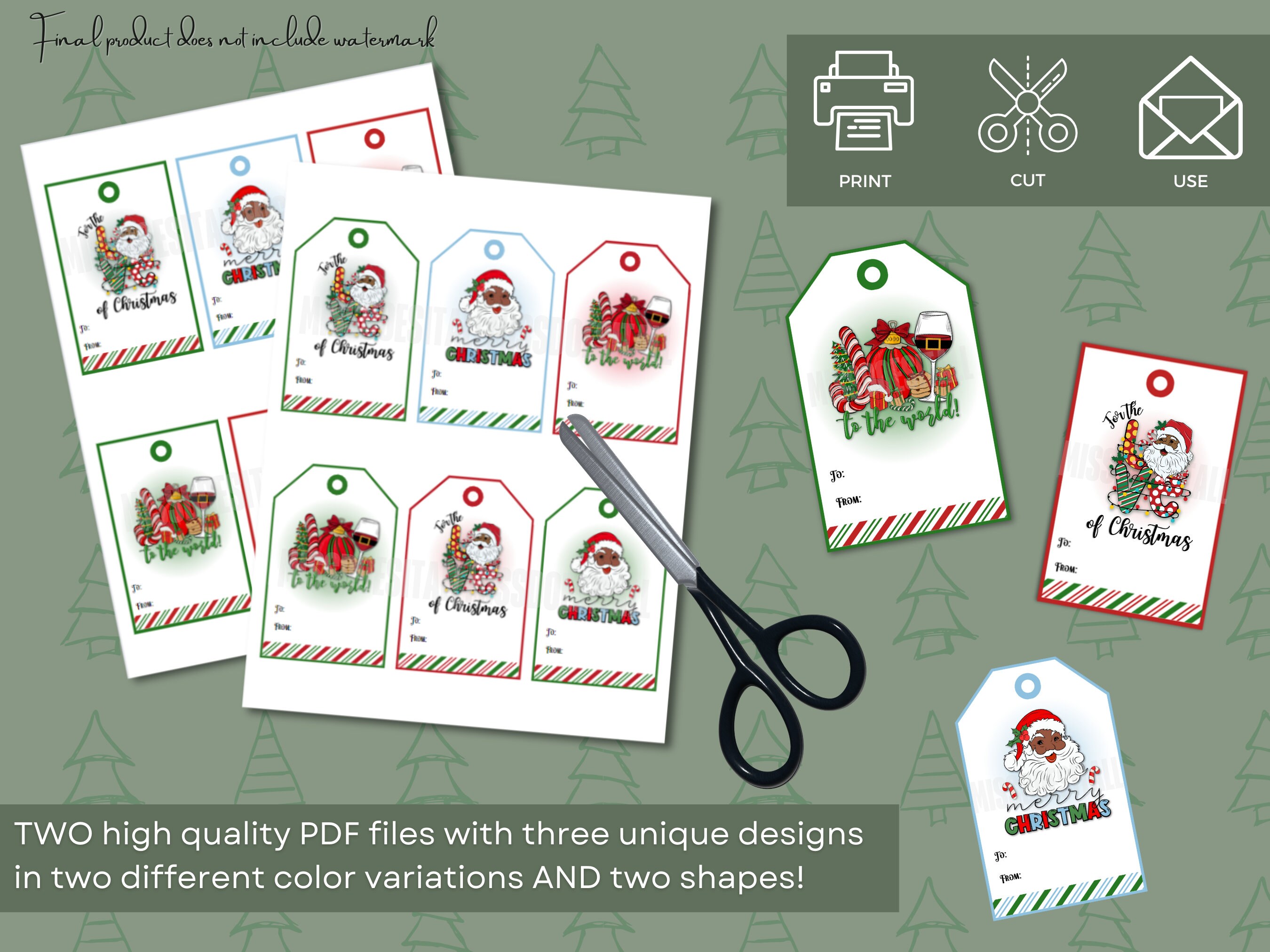 African American Christmas Gift Tags | Black Santa Gift Tags Bundle ...