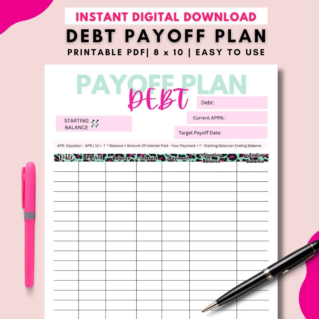 Debt Payoff Plan for Paying off Debt Printable Tracker Paying off ...