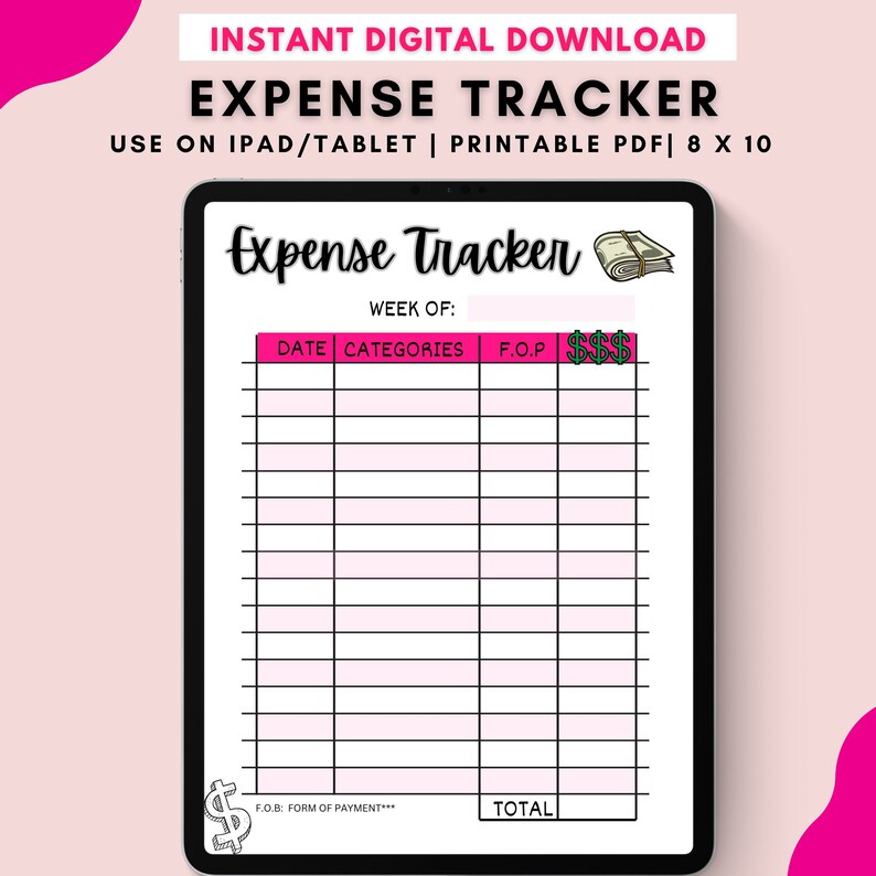 Expense Tracking Sheet for Small Business Expense Tracker Printable Pdf ...