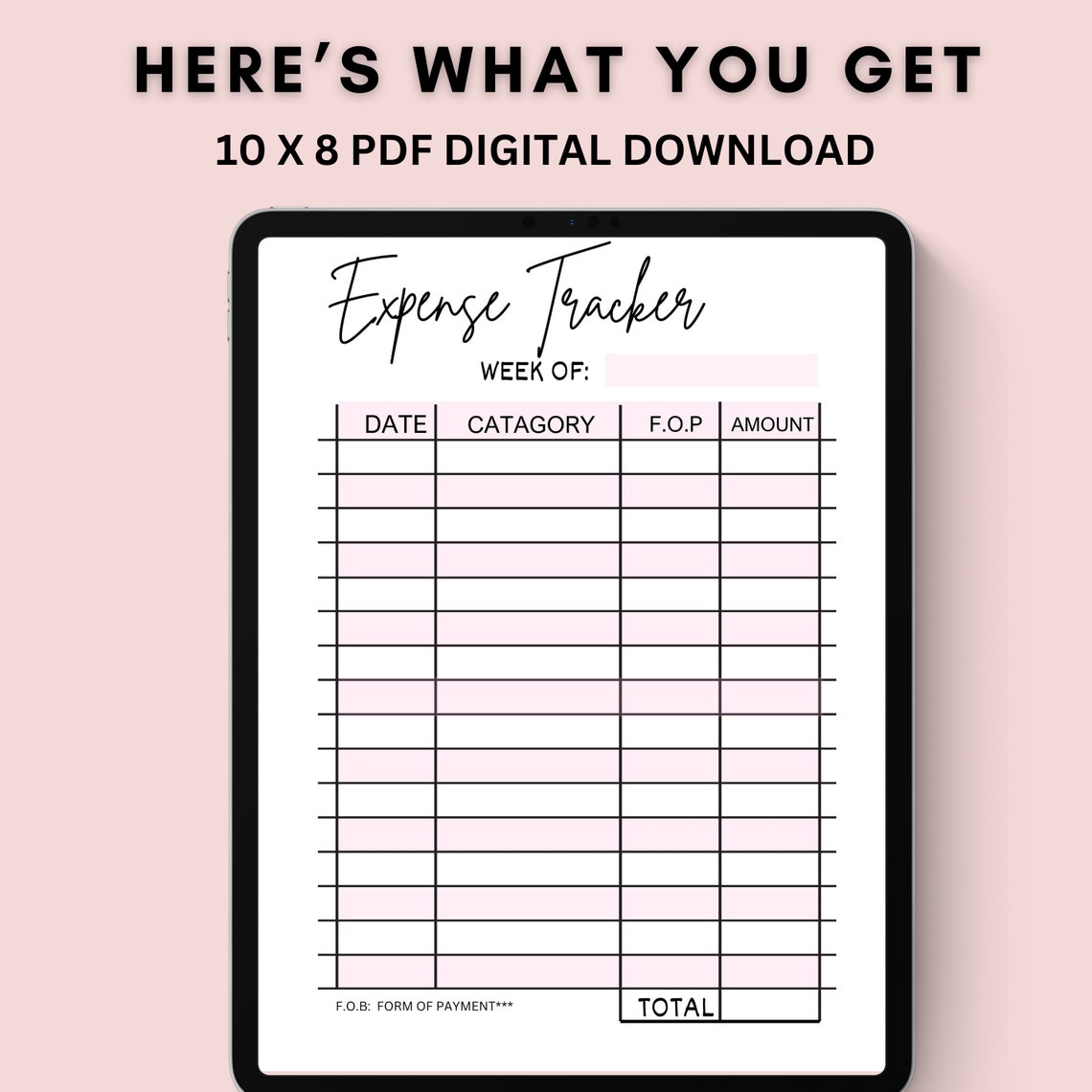 Expense Log Sheet Printable for Expense Tracking for iPad Download ...
