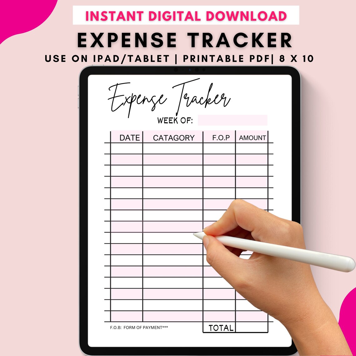 Expense Log Sheet Printable for Expense Tracking for iPad Download ...