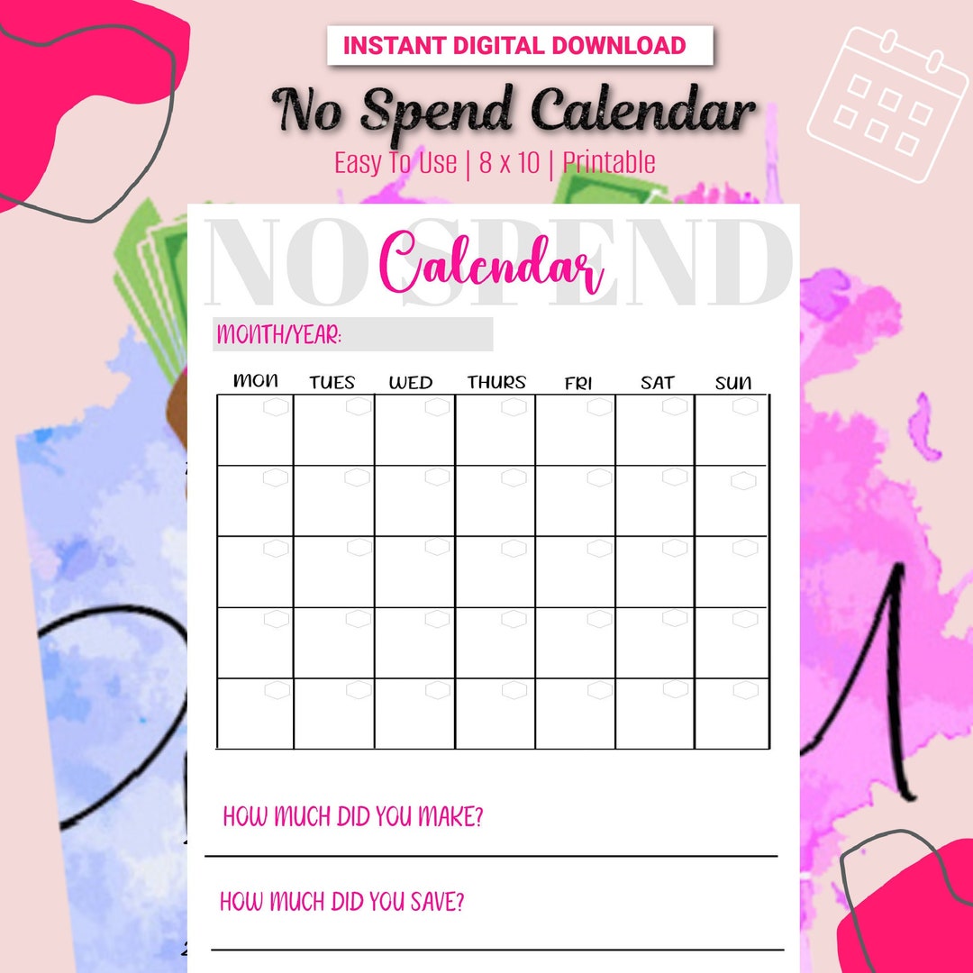 NO SPEND Tracker for a No Spend Month Financial Tracker for No Spend ...