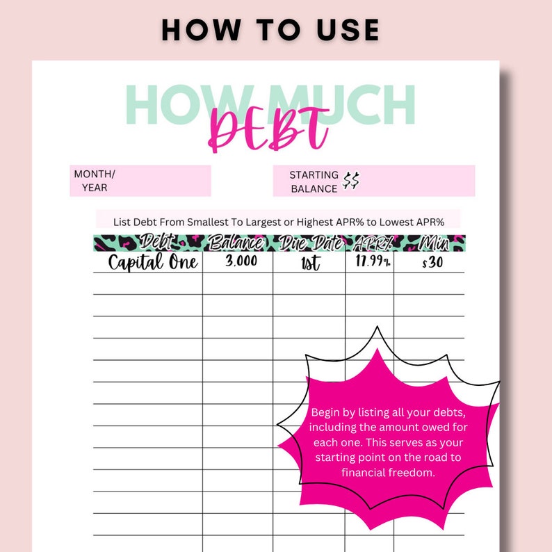 Debt Payoff Tracker Printable for Paying off Debt Sheet for Debt ...