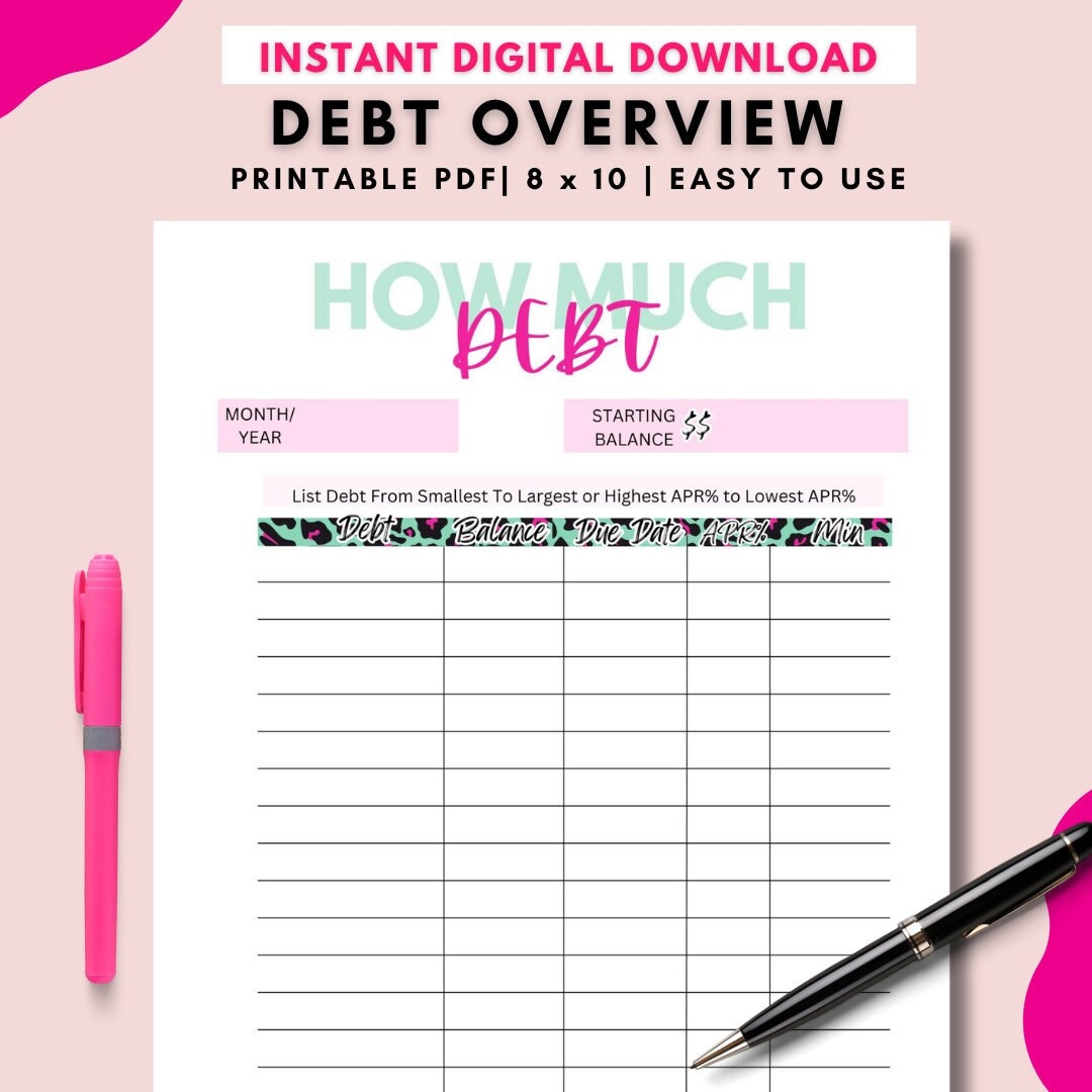 Debt Payoff Tracker Printable for Paying off Debt Sheet for Debt ...