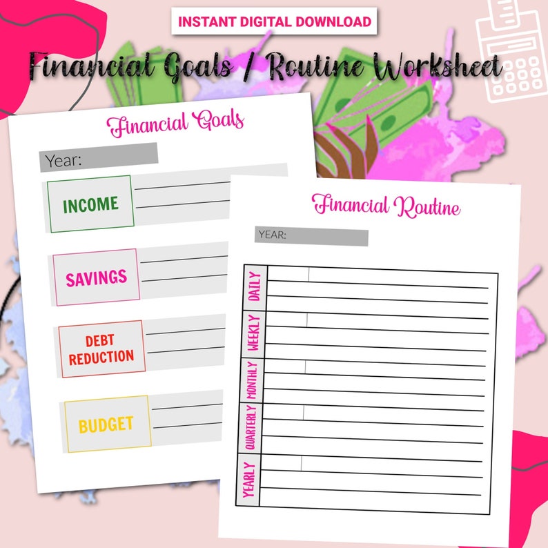 Financial Routine Worksheet Budget Planner, Expense Tracker, Savings ...