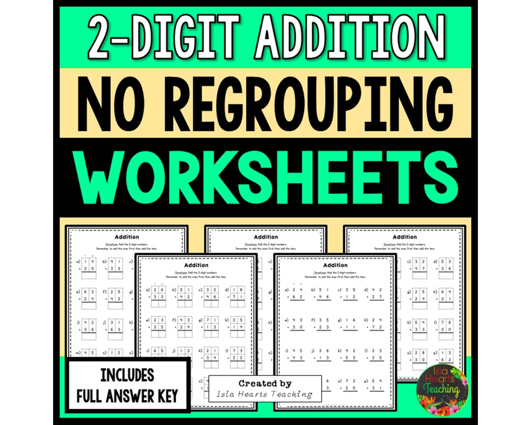 2-digit Addition Worksheets No Regrouping L Standard Algorithm L ...
