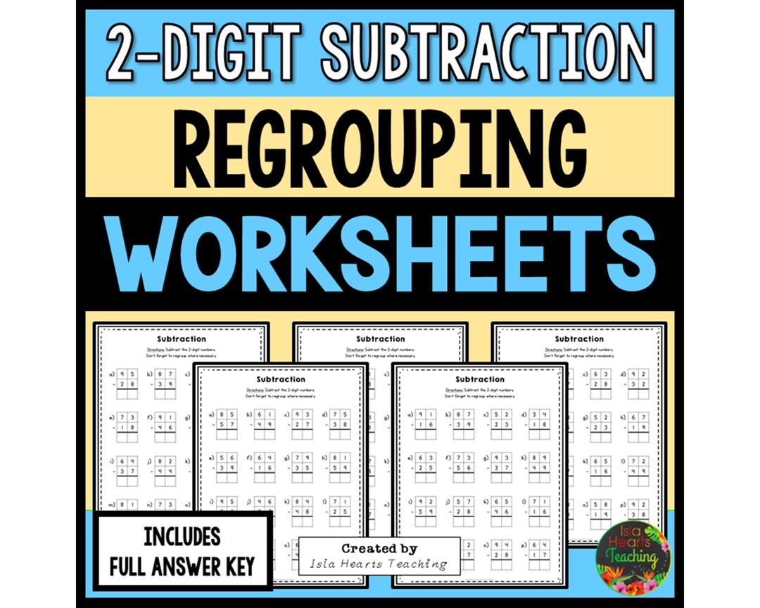 2-digit Subtraction Worksheets Regrouping L Algorithm L Subtraction ...