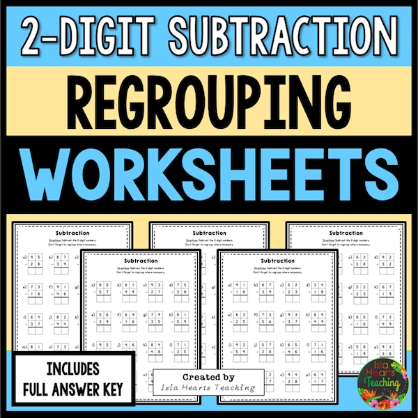 Kids Math Subtraction Sheets - Etsy