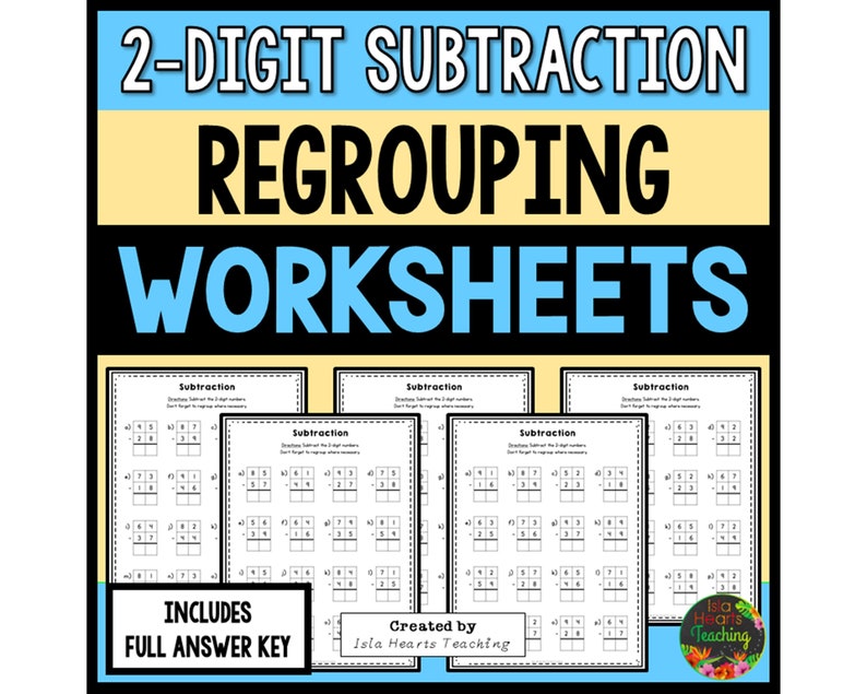 2-digit Subtraction Worksheets Regrouping L Algorithm L Subtraction ...